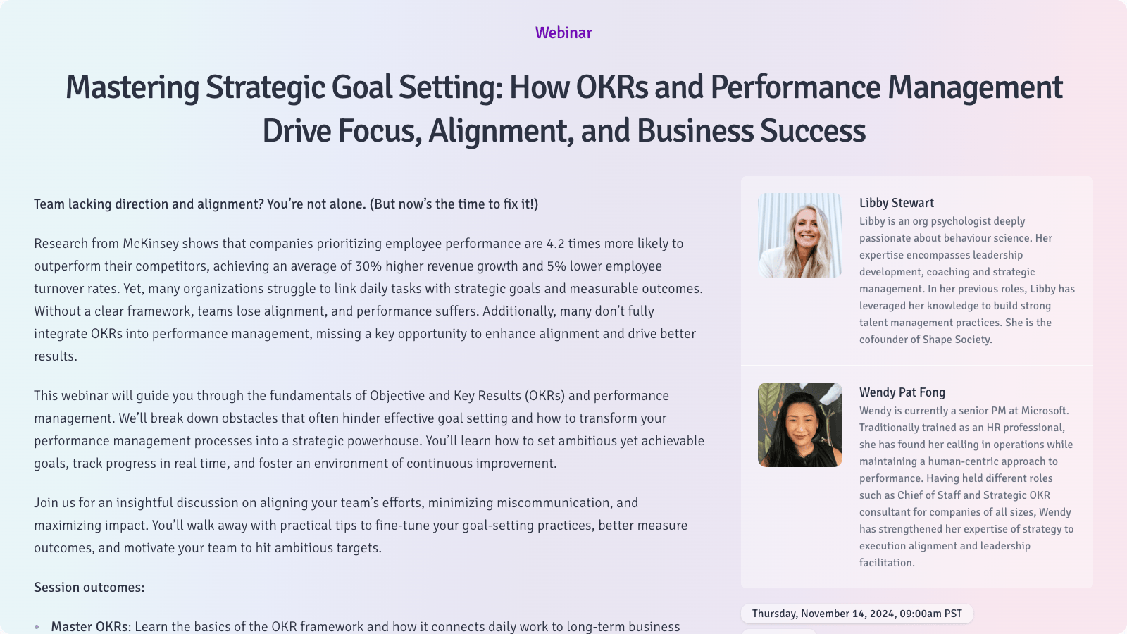 Webinar: Mastering Strategic Goal Setting: How OKRs and Performance Management Drive Focus ...