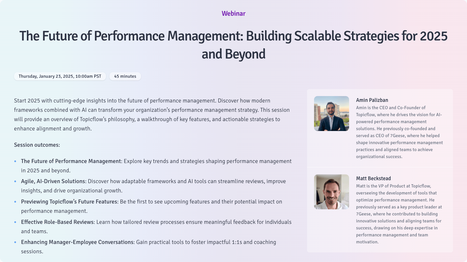 Webinar: The Future of Performance Management: Building Scalable Strategies for 2025 and Beyond ...